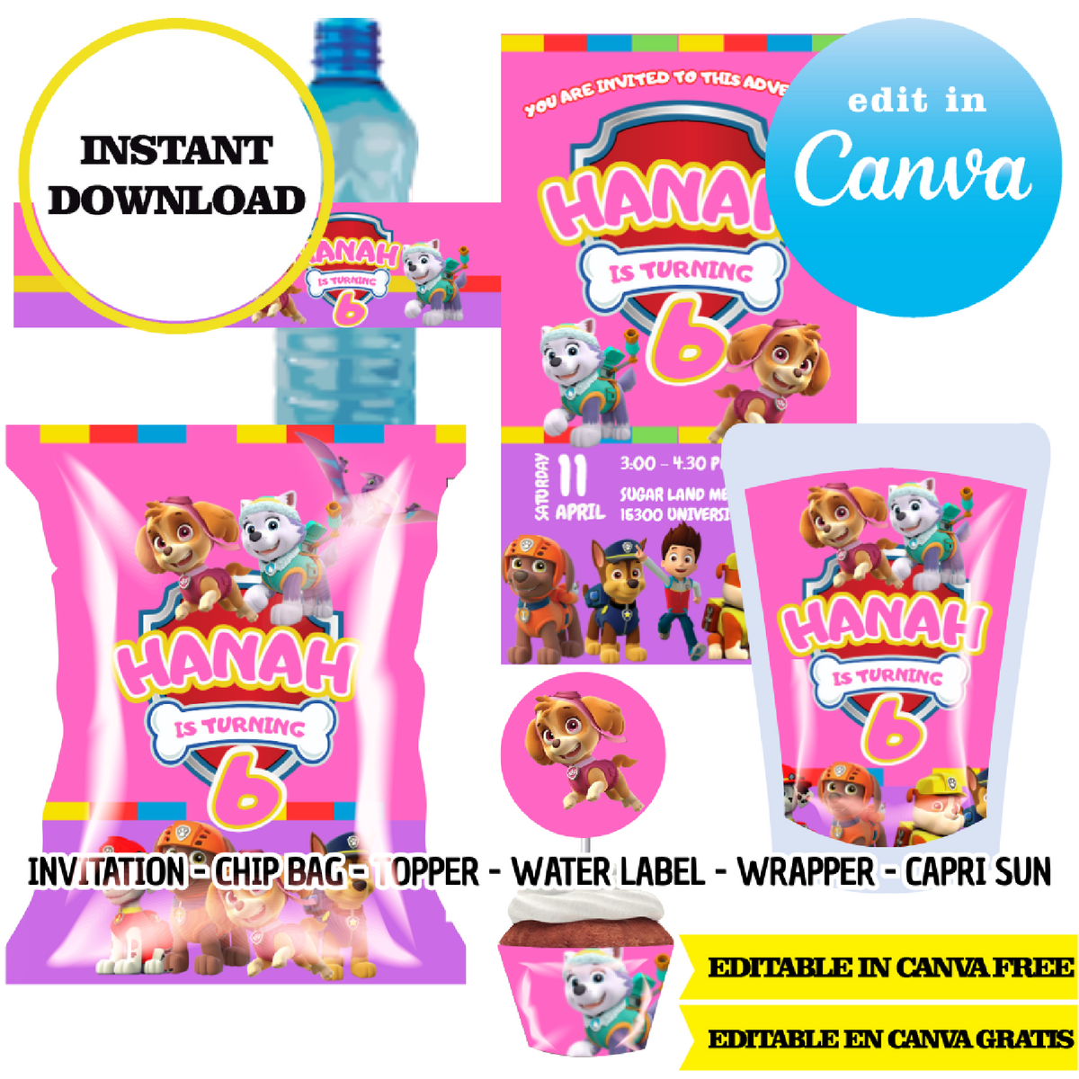 Paw patroll Canva editable template - Phigraphic