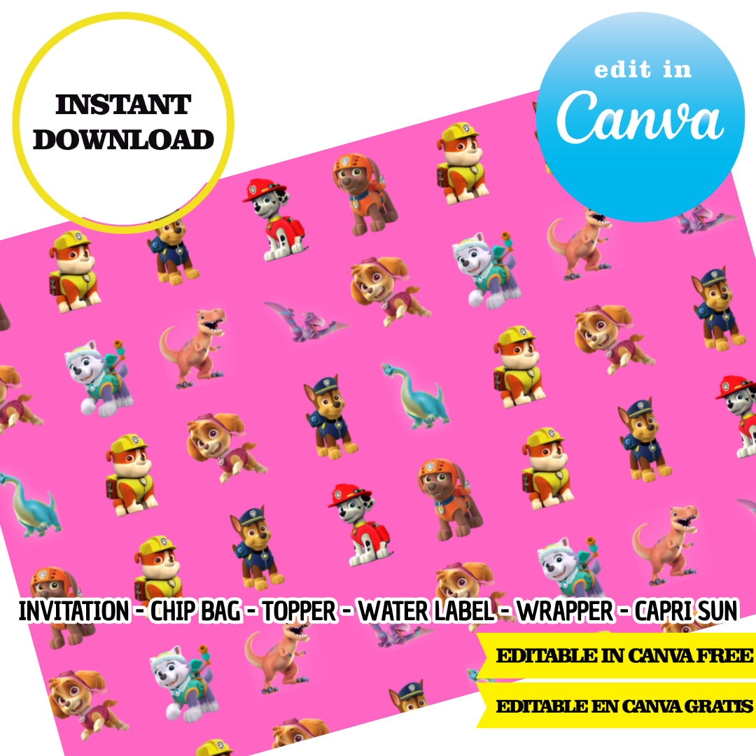 Paw patroll Canva editable template - Phigraphic