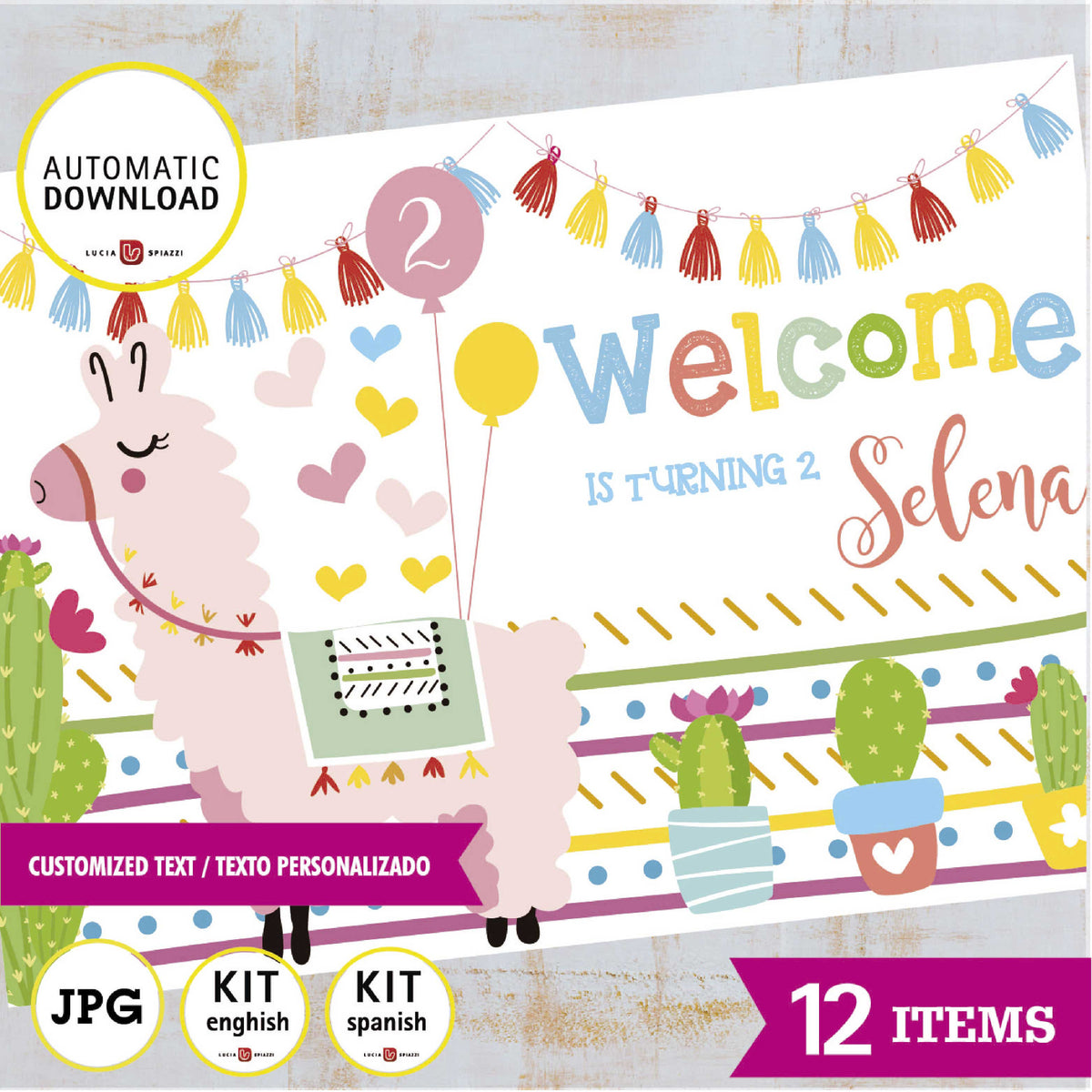 Llama Printable kit - JPG FILE | Phigraphic