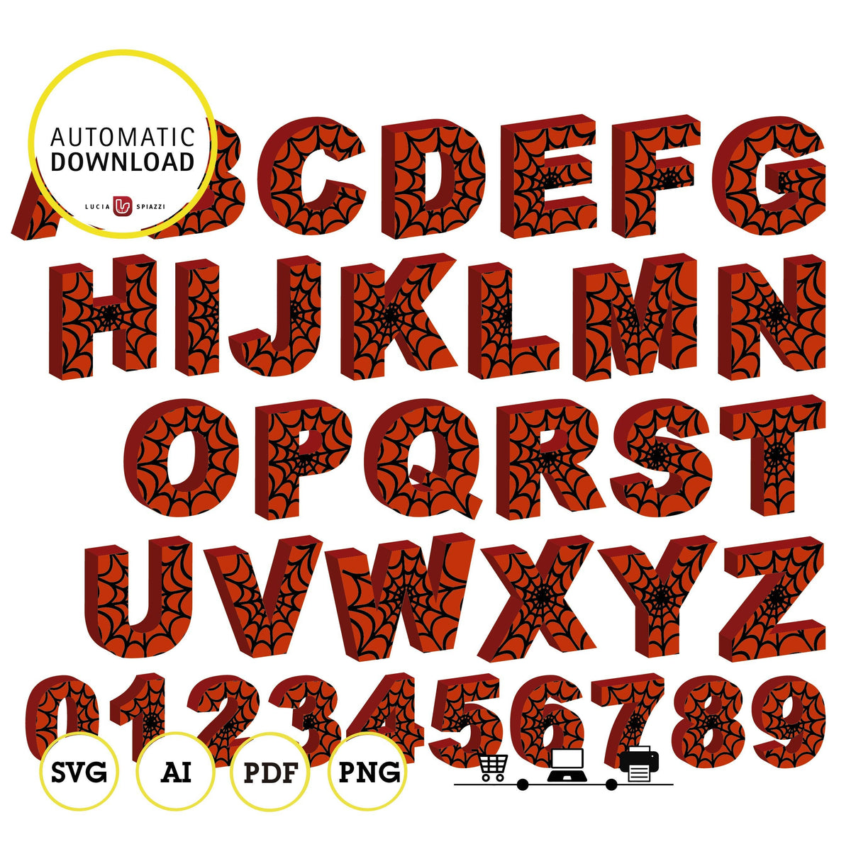 Spiderman Inspired Printable Alphabet Clipart – PNG Letters – Phigraphic