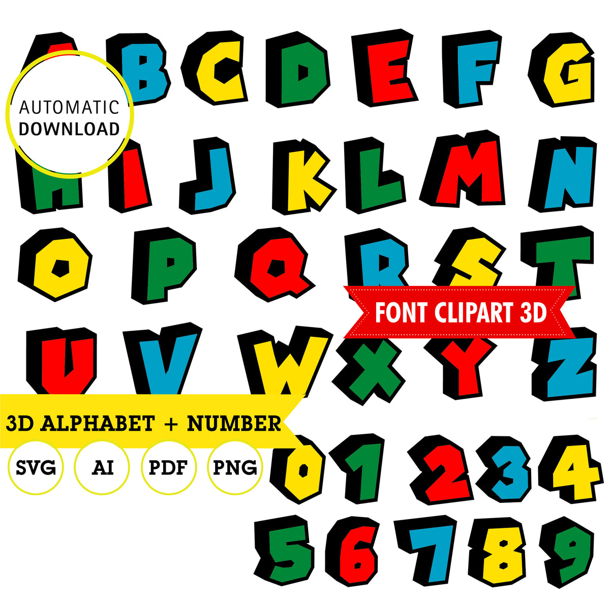 Super Mario Inspired Printable Alphabet Clipart – Phigraphic