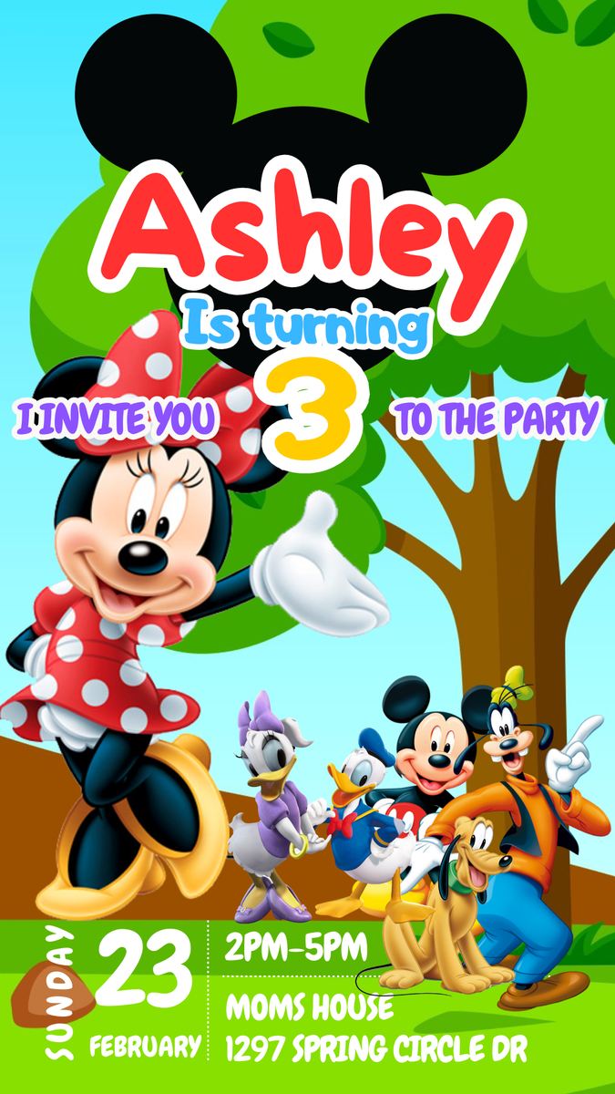 Minnie mouse, editable template, Canva editable instant digital downlo ...