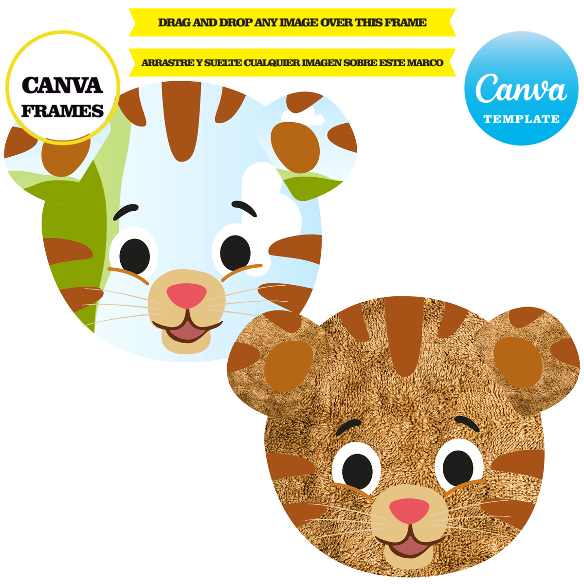 Daniel the tiger, frame template mockup, drag and drop, add your own b ...