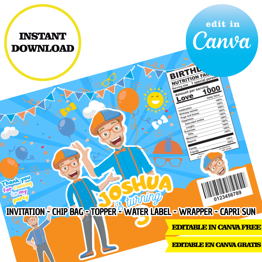 Blippi - Canva Templates (Chip Bags, Labels & More) – Phigraphic
