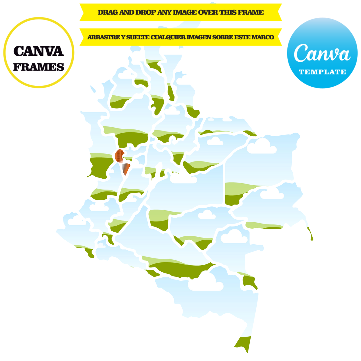 Colombia, frame template Colombia, mockup, drag and drop – Phigraphic