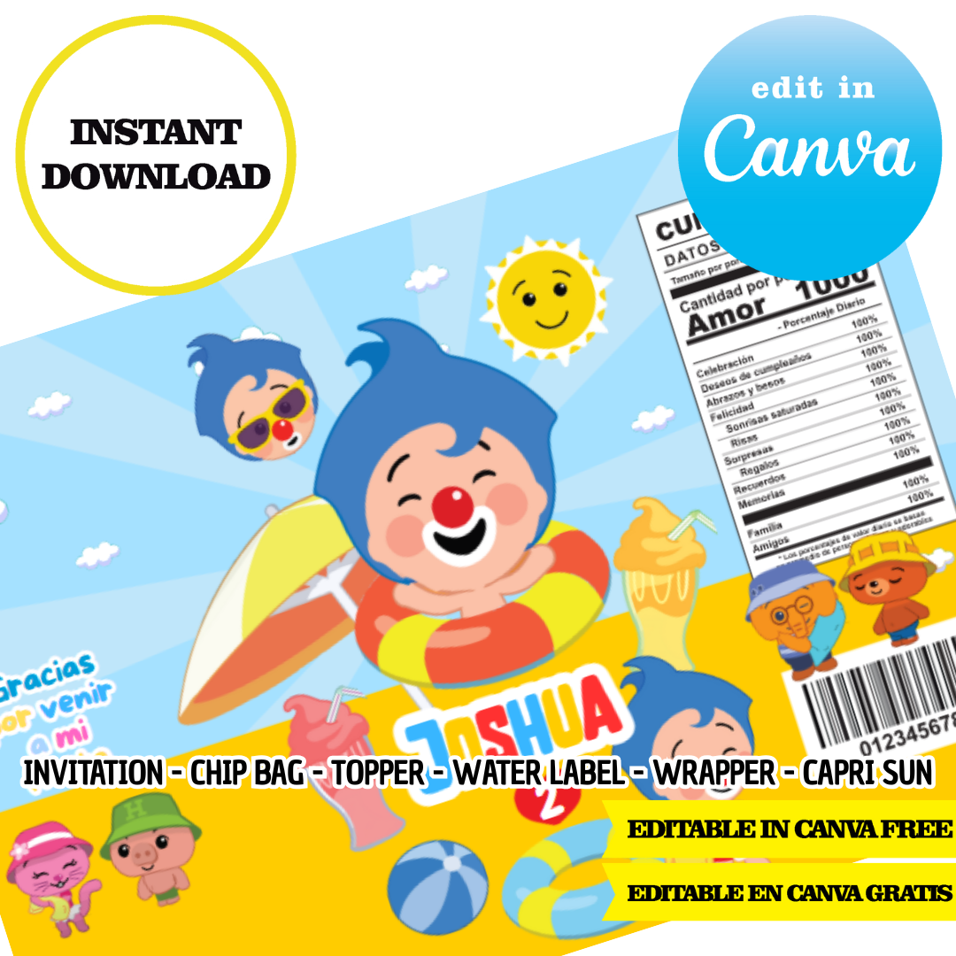 Plim plim pool party Canva editable template - Editable Invitation ...