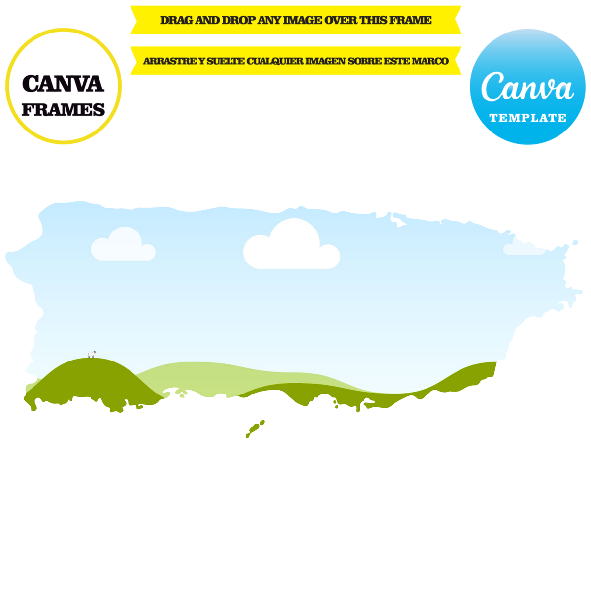 Puerto Rico, frame template Puerto Rico, mockup, drag and drop, add yo ...