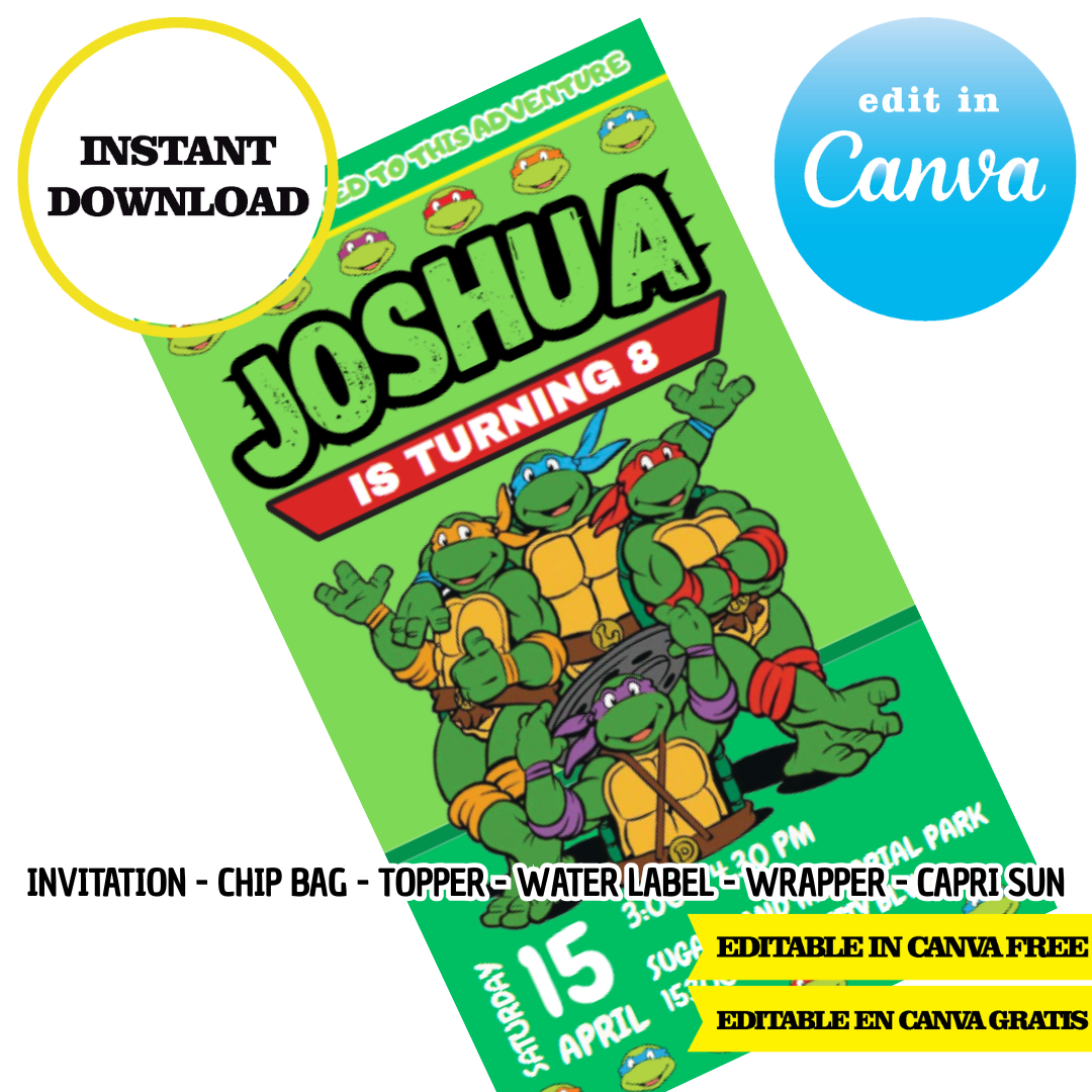 Ninja Turtles – Canva Templates (Chip Bags, Labels & More) – Phigraphic