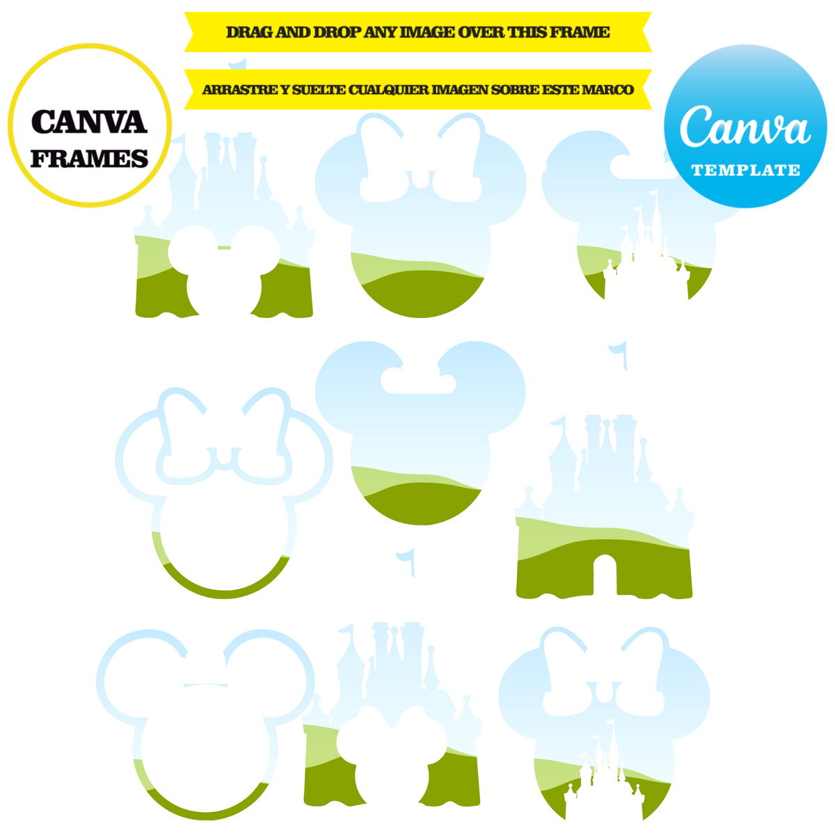 Disney clipart, frame template mockup, drag and drop, add your own bac ...
