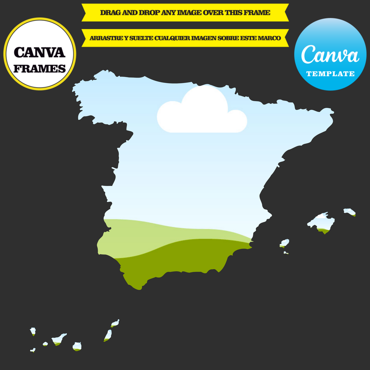 Spain, frame template Spain, mockup, drag and drop – Phigraphic