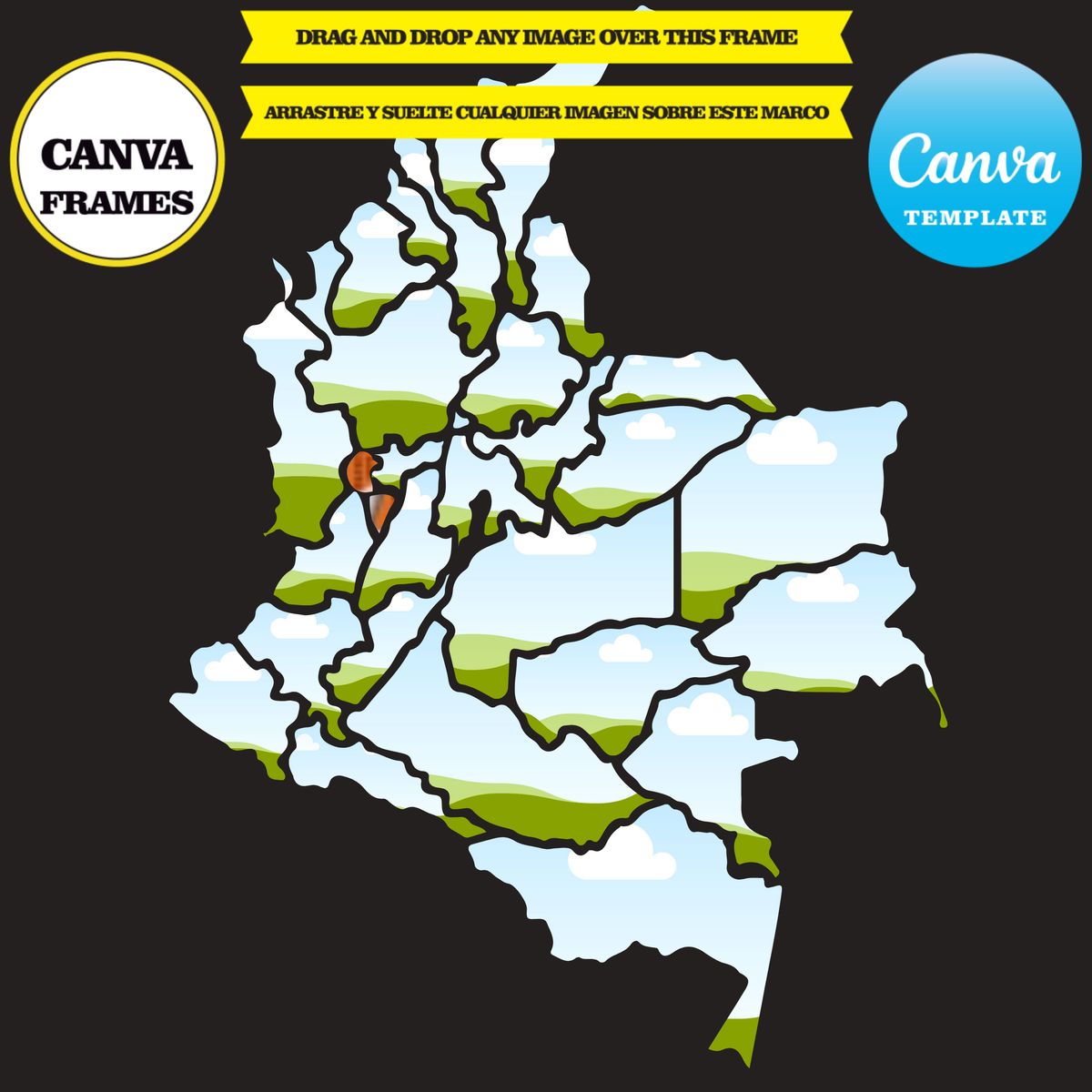 Colombia, frame template Colombia, mockup, drag and drop – Phigraphic