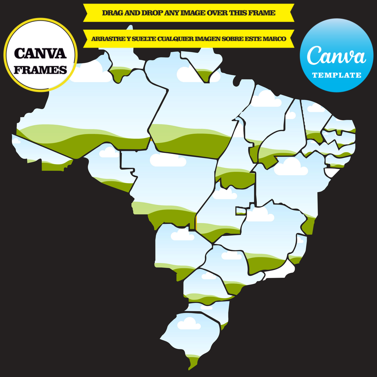 Brasil, frame template Brasil, mockup, drag and drop, add your own bac ...