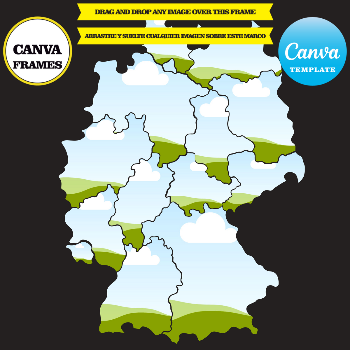 Germany, frame template Germany, mockup, drag and drop, add your own b ...