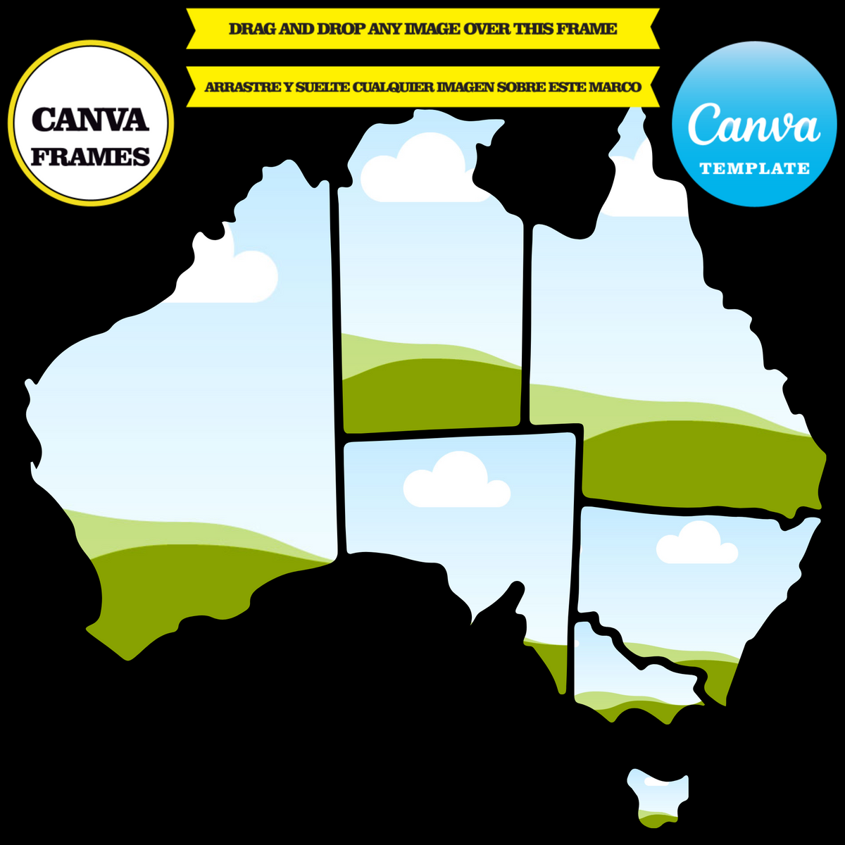 Australia, frame template Australia, mockup, drag and drop – Phigraphic