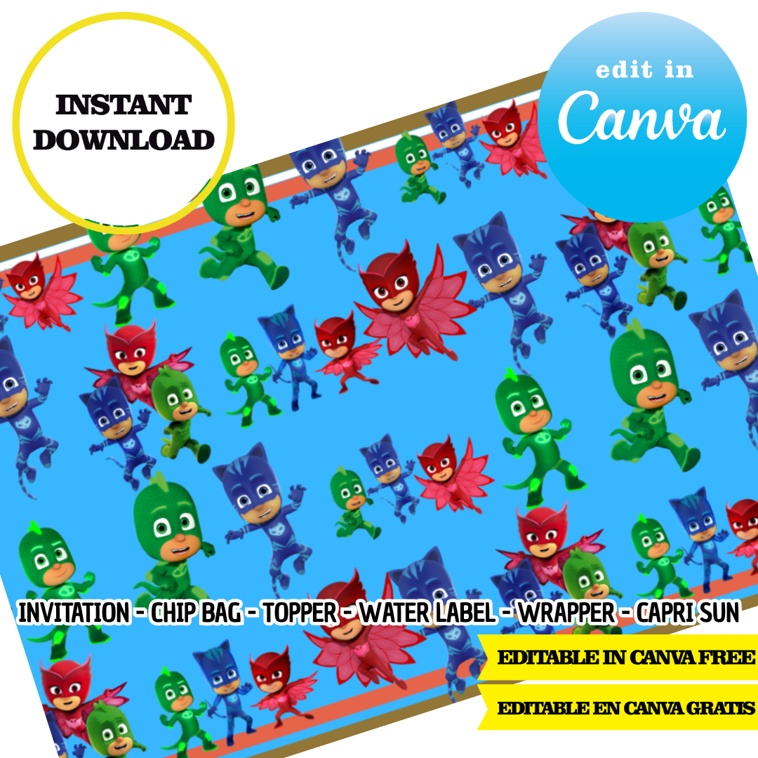 PJ mask - Canva Templates (Chip Bags, Labels & More) – Phigraphic