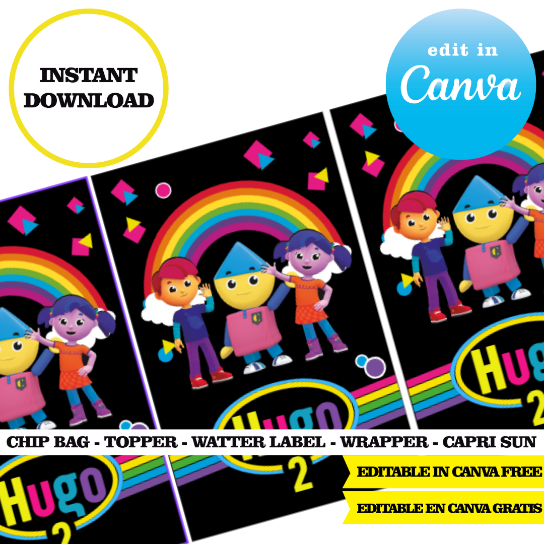 Editable Charlie colorform city Party Kit – Canva Templates (Chip Bags ...