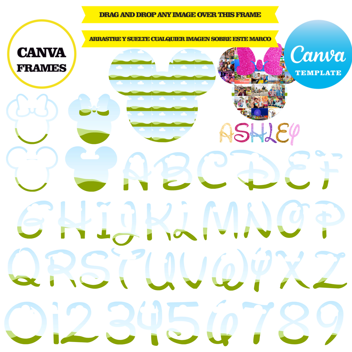 Disney clipart, frame template mockup, drag and drop, add your own bac ...