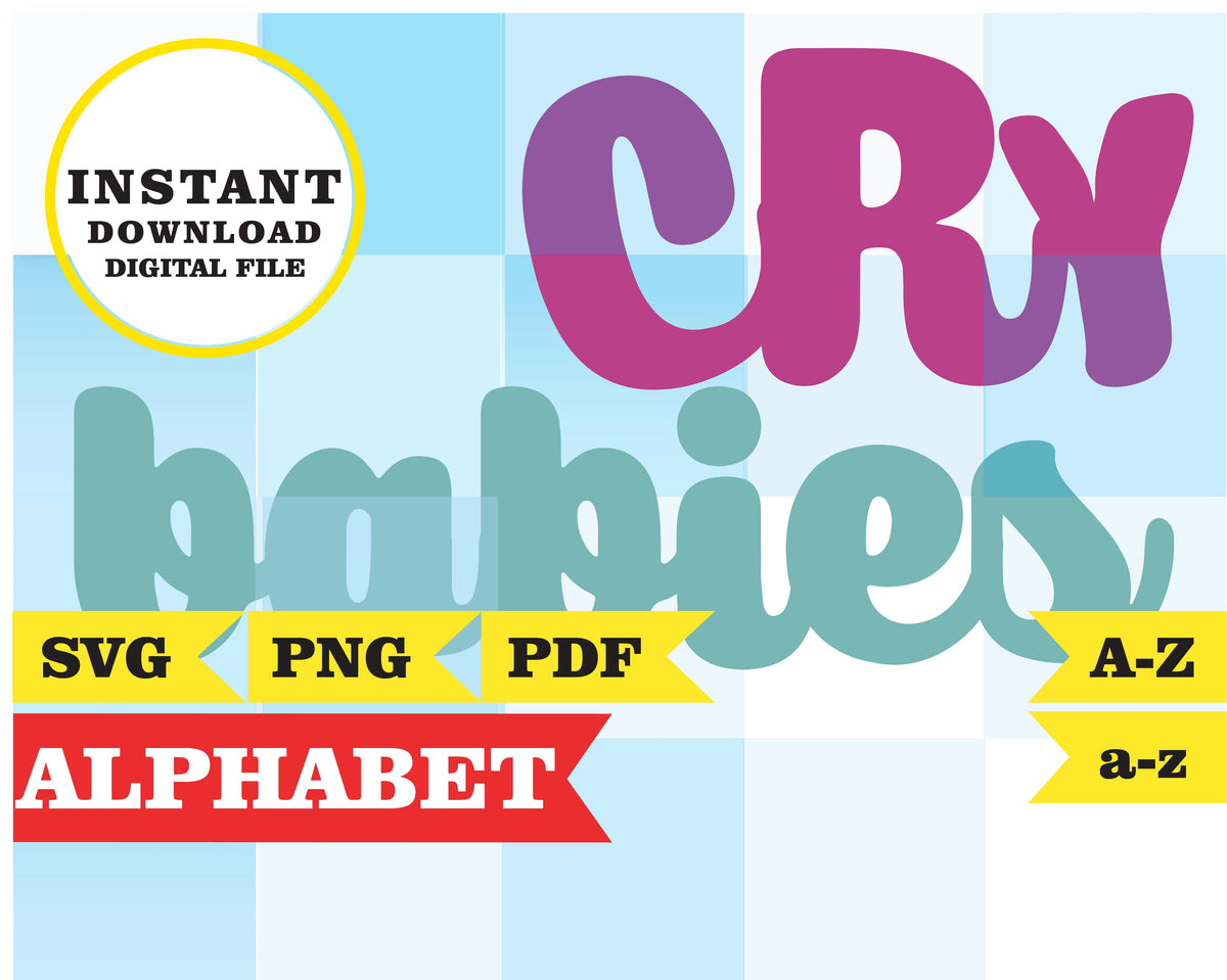 Cry-babies, 3 alphabet, PNG, SVG, PDF files – Phigraphic