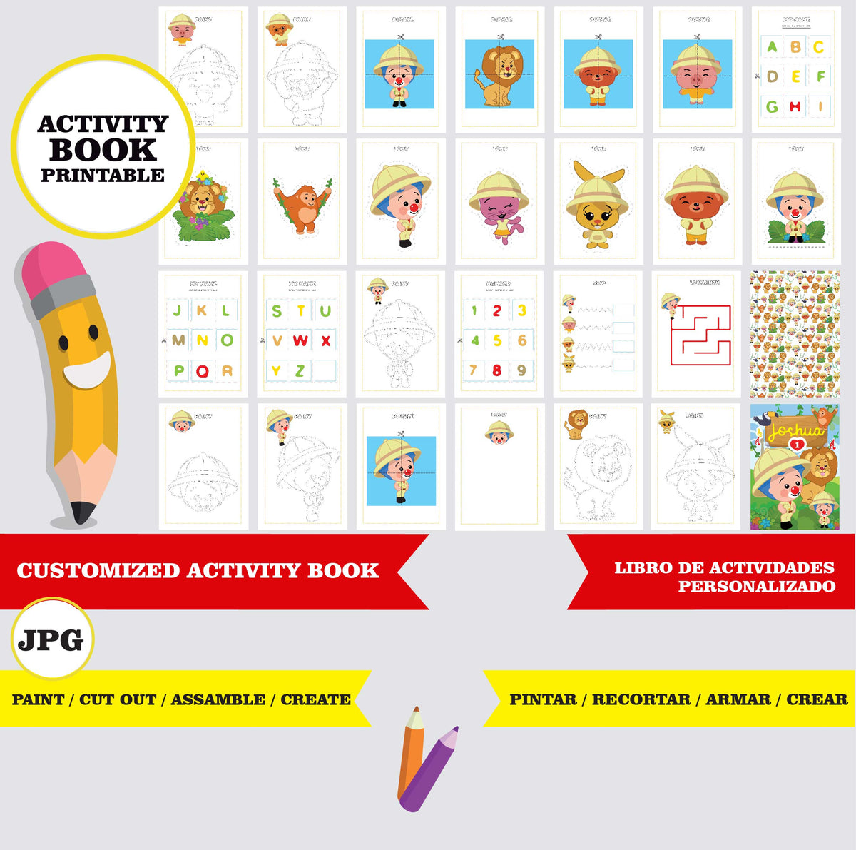 Plim Plim Safari Activity/Coloring Book – 29 Pages | Phigraphic