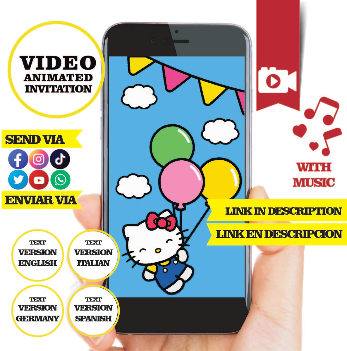 Hello Kitty Animated Birthday Video Invitation | Phigraphic