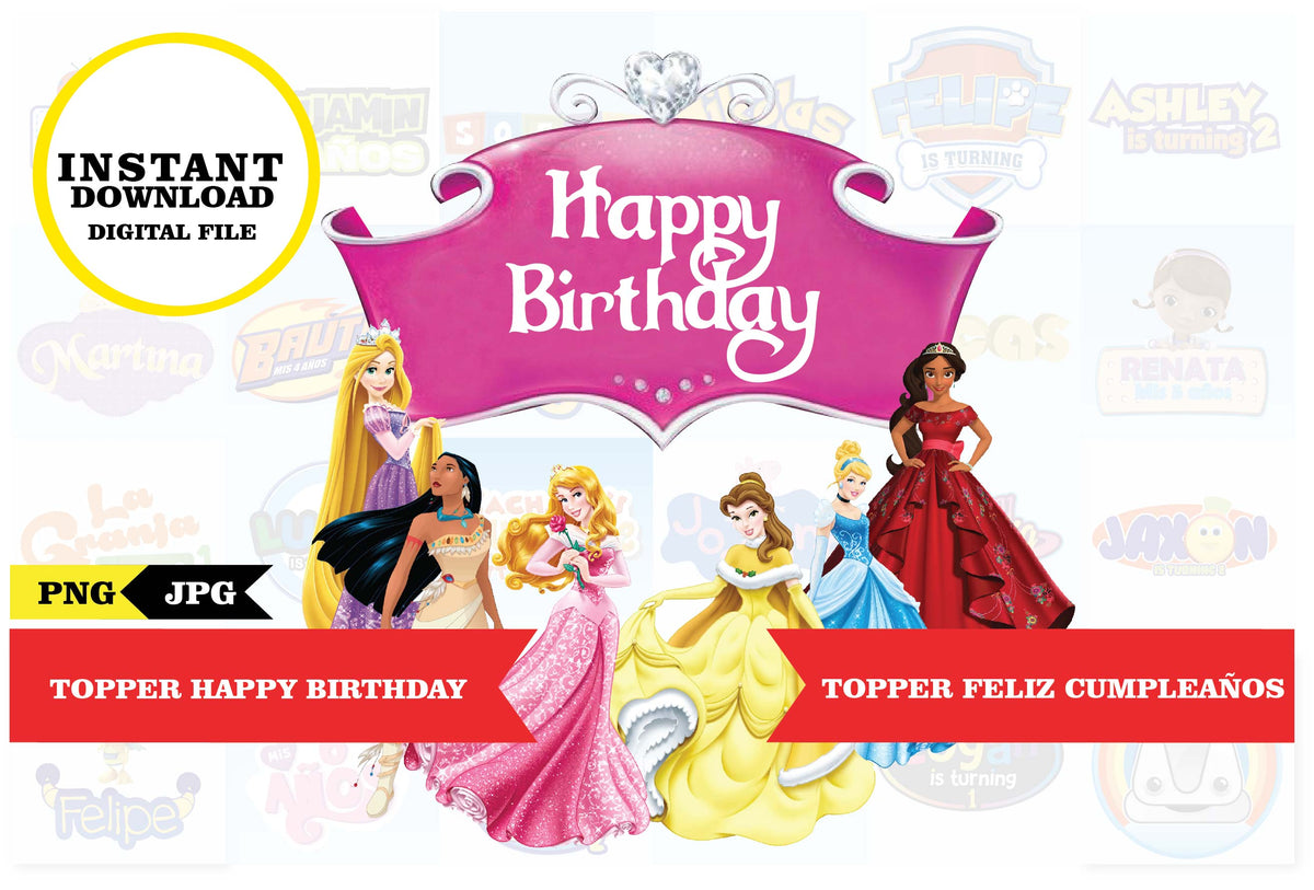 Disney princess, printable topper – Phigraphic