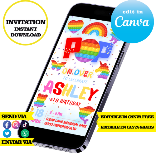 Pop It editable template, Canva editable instant digital download, PDF ...