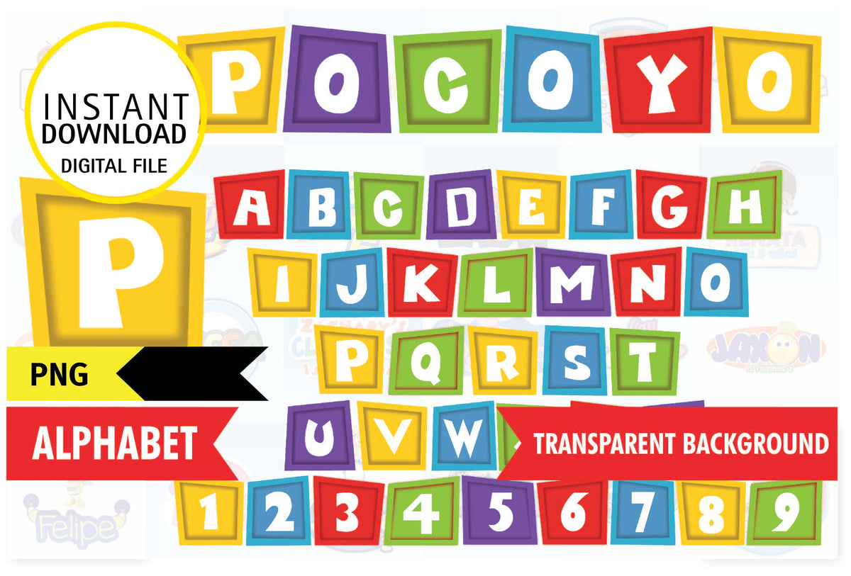 Pocoyo Inspired Printable Alphabet Clipart – PNG Letters – Phigraphic
