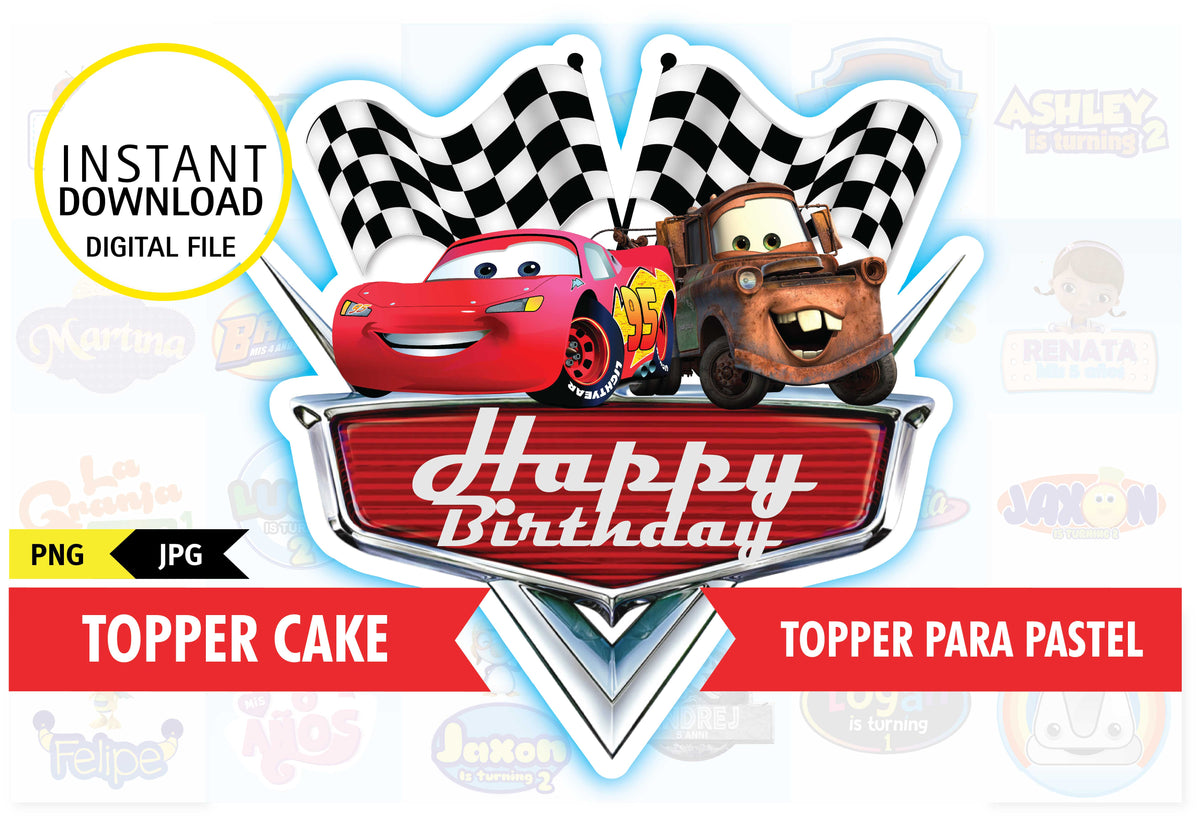 Cars, mcqueen lightning, printable topper cake – Phigraphic