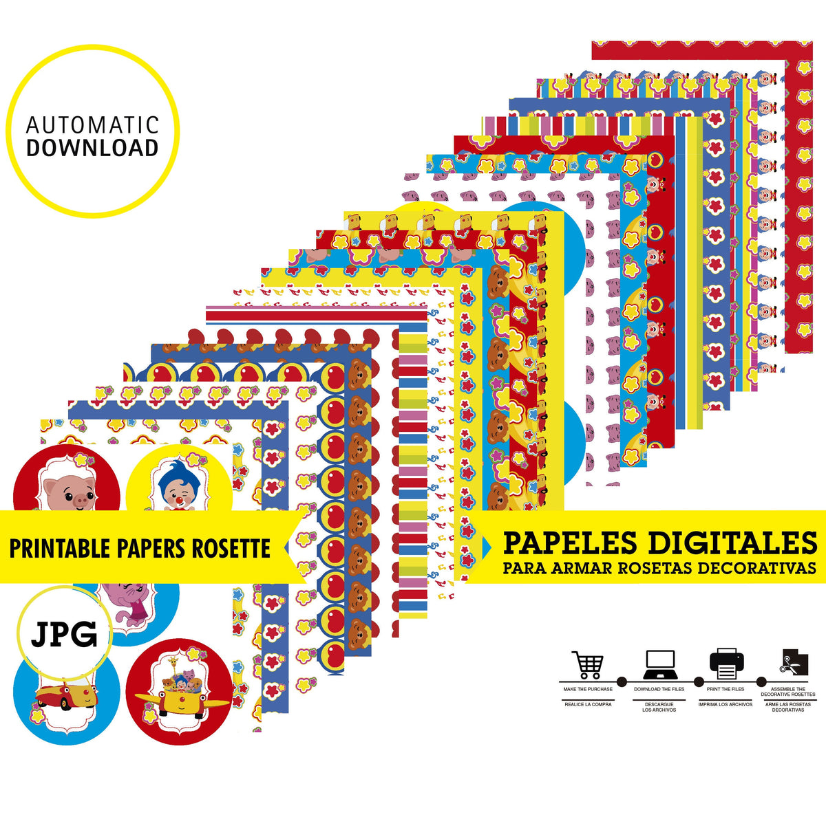 Plim plim, 20 pattern Plim Plim, 9 circle, JPG, instant download ...