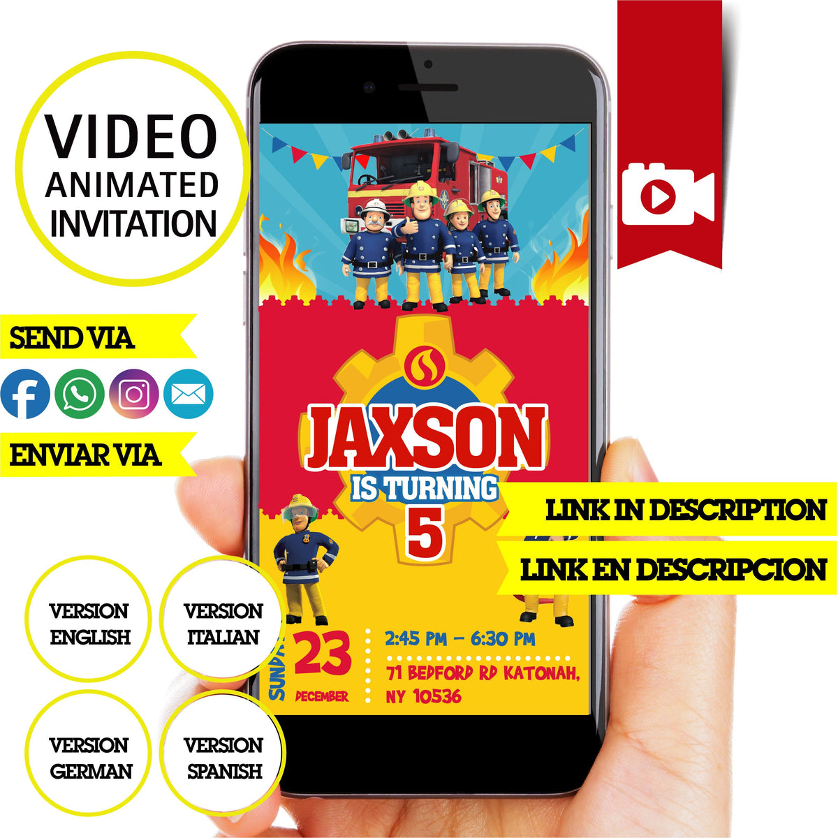 Fireman Sam, Animated Video Invitation – Phigraphic