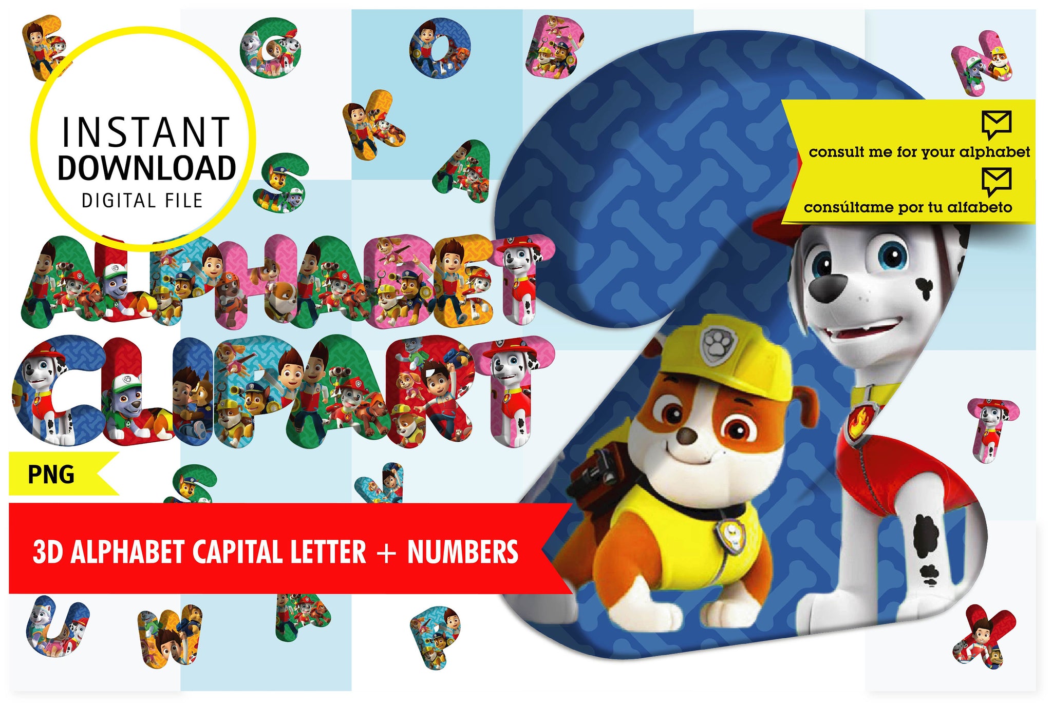 Printable Paw Patrol Alphabet Letters