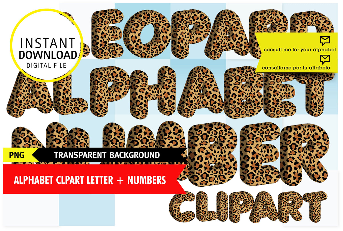 Leopard Inspired Printable Alphabet Clipart – PNG Letters – Phigraphic